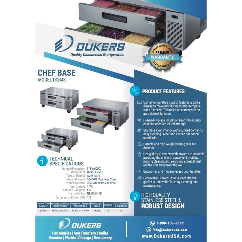Dukers Chef Base Refrigerator — The Restaurant Authority